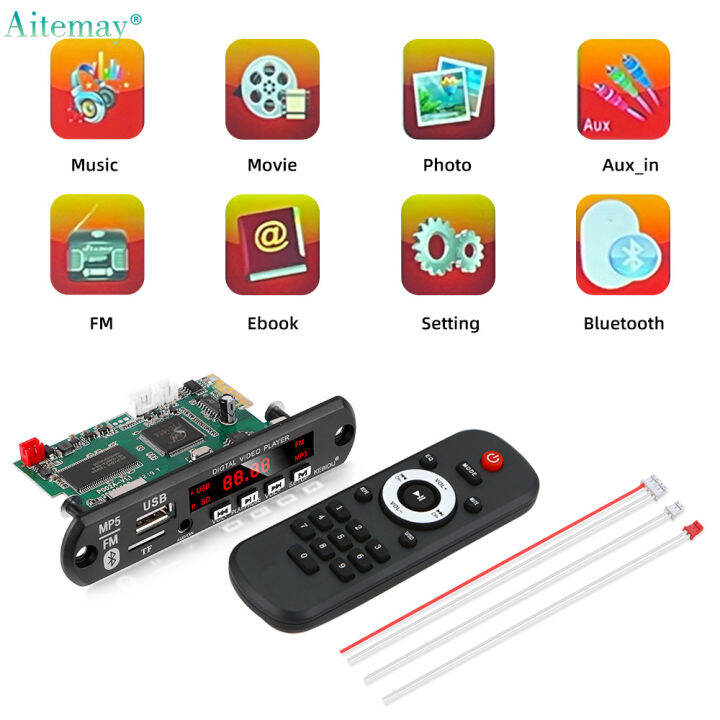 Aitemay 5V 12V Wireless Bluetooth 5.0 MP5 Decoder Board Lossless Audio ...