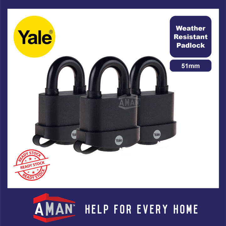 YALE 51mm Weatherproof Laminated Padlock with Protective Cover Weather ...