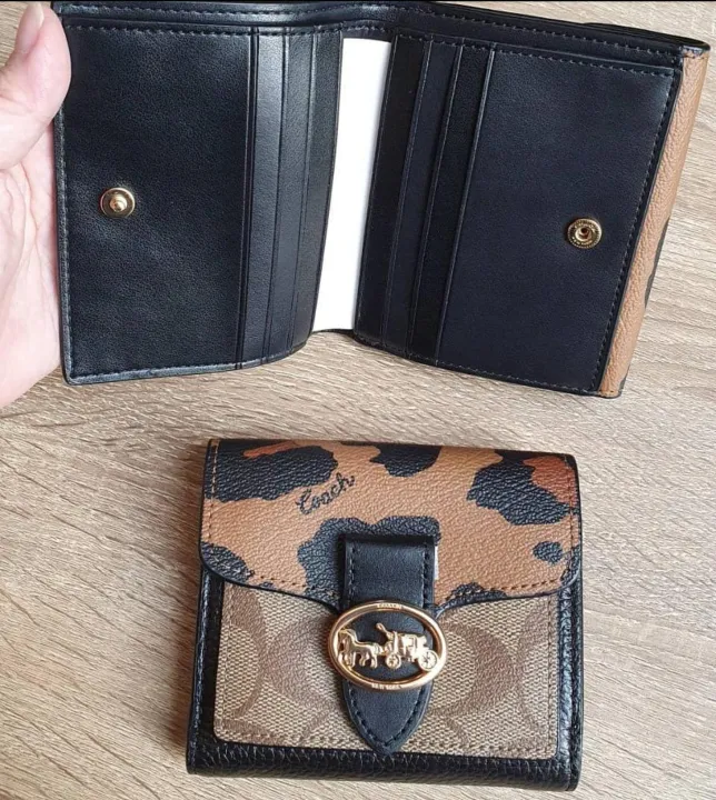 Coach 6260 Georgie Small Wallet In Signature Canvas With Leopard Print ...