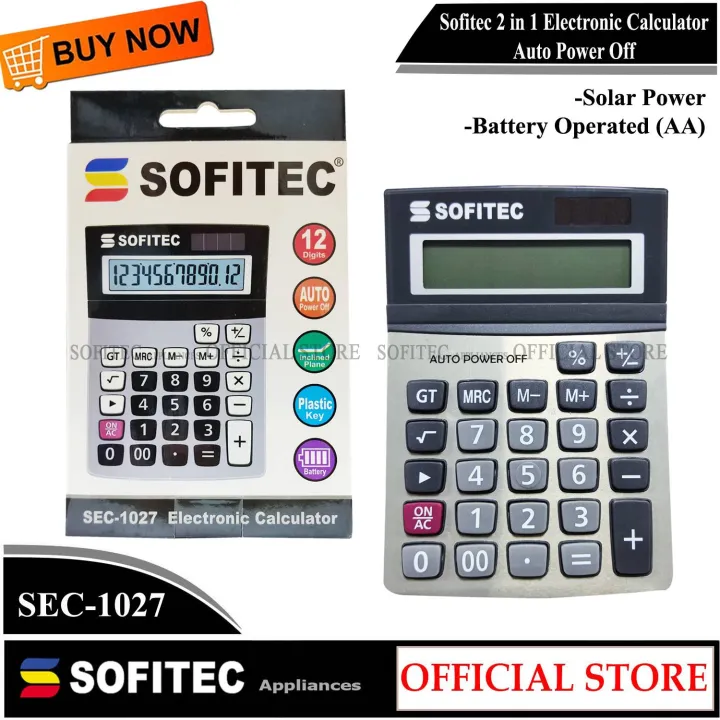 SOFITEC 2 in 1 Electronic Calculator with Solar Panel & AA Battery ...