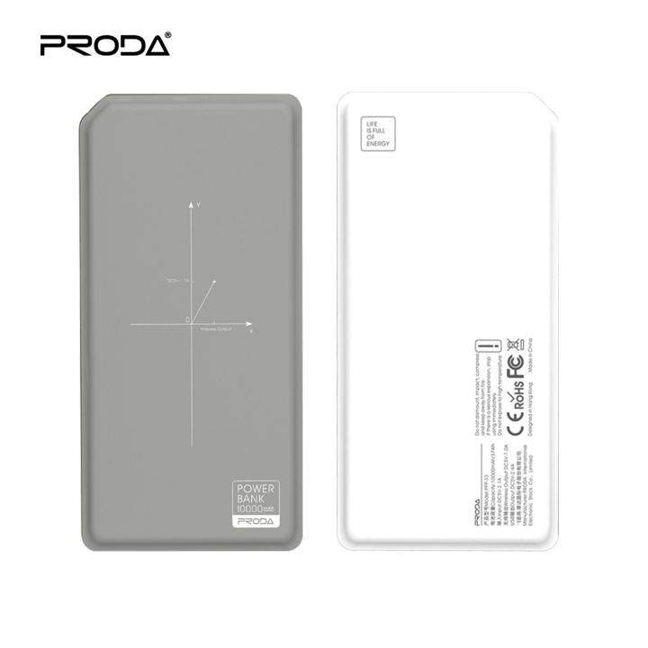 PRODA 10000mAh Dual Port Powerbank and QI Wireless Charging (Black ...