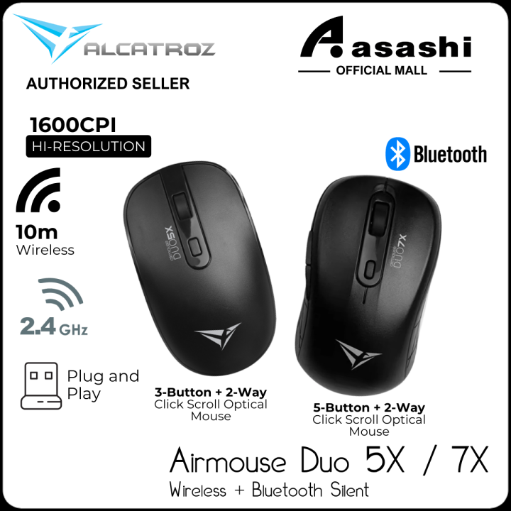 Alcatroz Airmouse Duo 5X / Airmouse Duo 7X Wireless + Bluetooth Silent ...