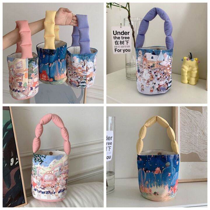 WPOT สโนว์แมน กระเป๋าผ้าใบกระต่าย จุได้มาก ชุดเดรสพิมพ์ลาย กระเป๋าถือ ...