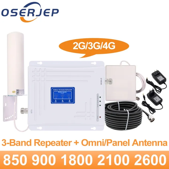 Tri Band 2G 3G 4G Repeater 850 900 1800 2100 2600 LTE 4G Cellular Amplifier GSM Repeater ...