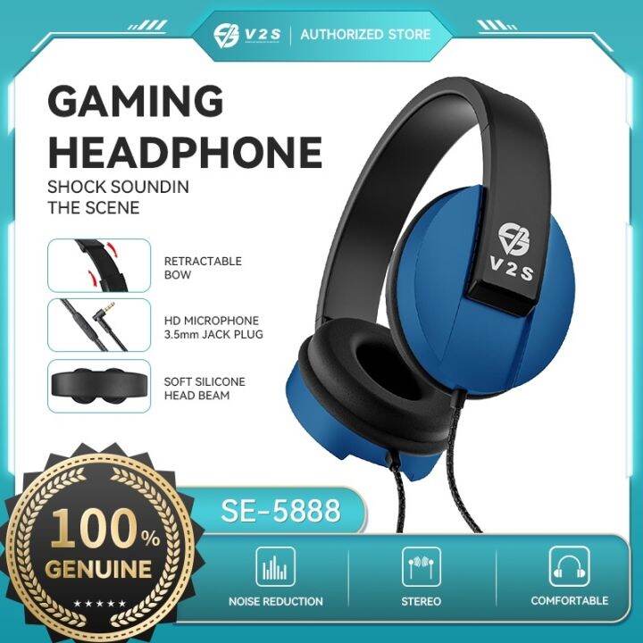 V2S SE5888 Noise Reduction Collapsible 3.5mm Jack Wired Headphone ...