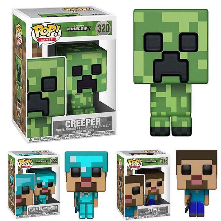 Game Cartoon Minecraft Funko POP Creeper Steve Vinyl Model Action ...