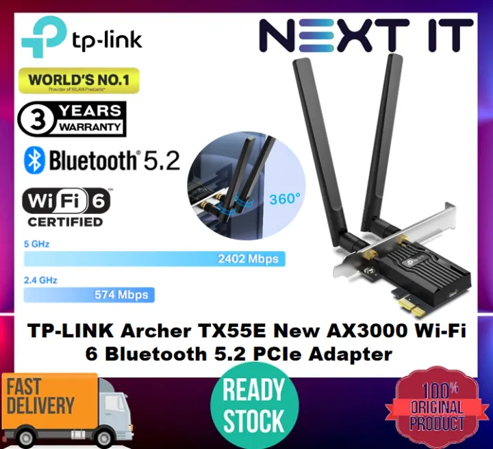 [READY STOCK] TP-LINK ARCHER TX55E AX3000 WIFI 6 BLUETOOTH 5.2 DUAL ...