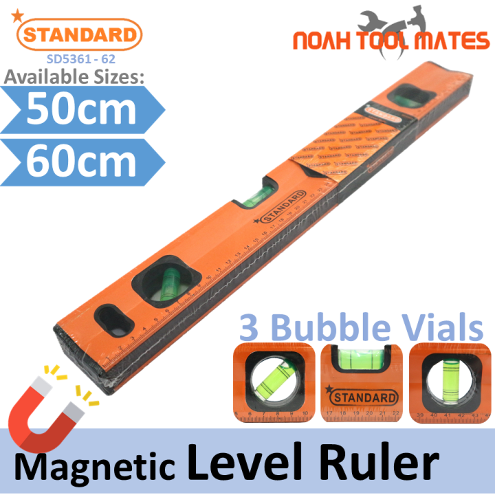 STANDARD 50cm and 60cm Magnetic Spirit Leveler, Bubble Level Ruler with ...