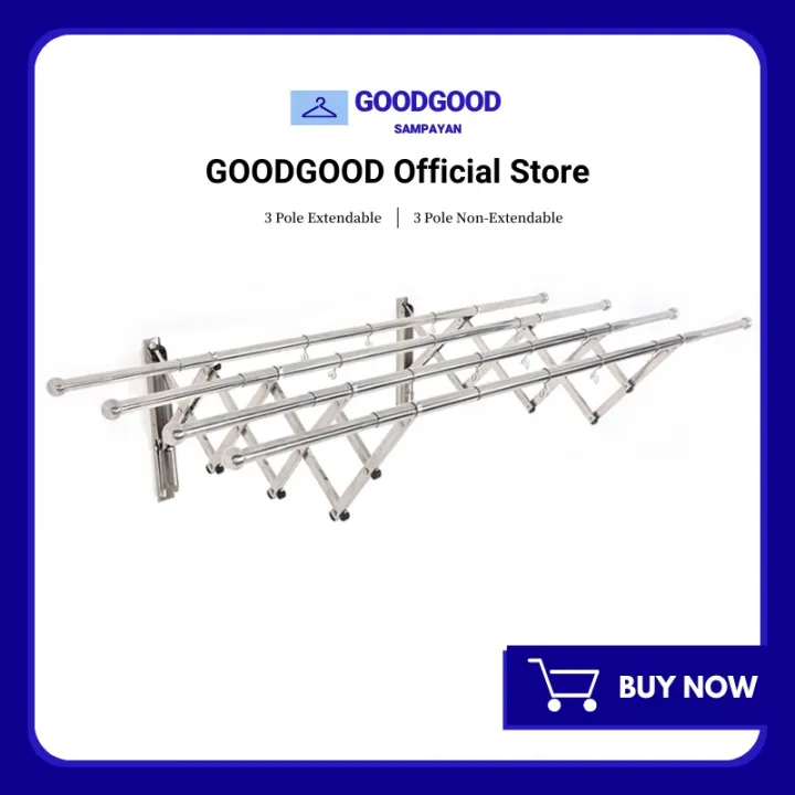 GOODGOOD Sampayan 3 Pole Space Saver Stainless Steel Laundry Drying ...