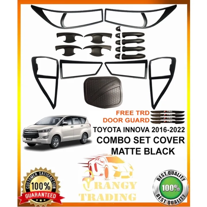 Toyota Innova 2016 to 2022 Garnish Combo set cover matte black V2 FREE ...