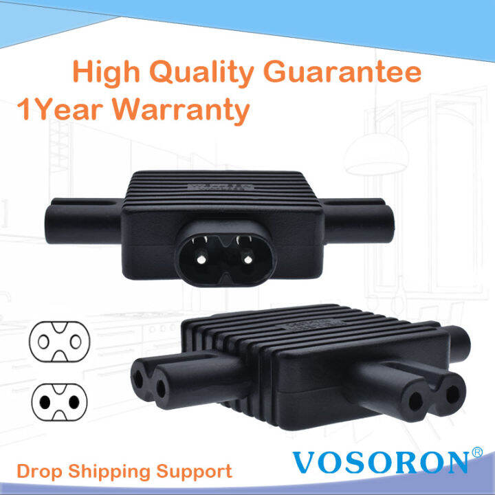 IEC 320 Figure 8 C8 Male to 3X Female C7 Splitter Power Adapter for ...