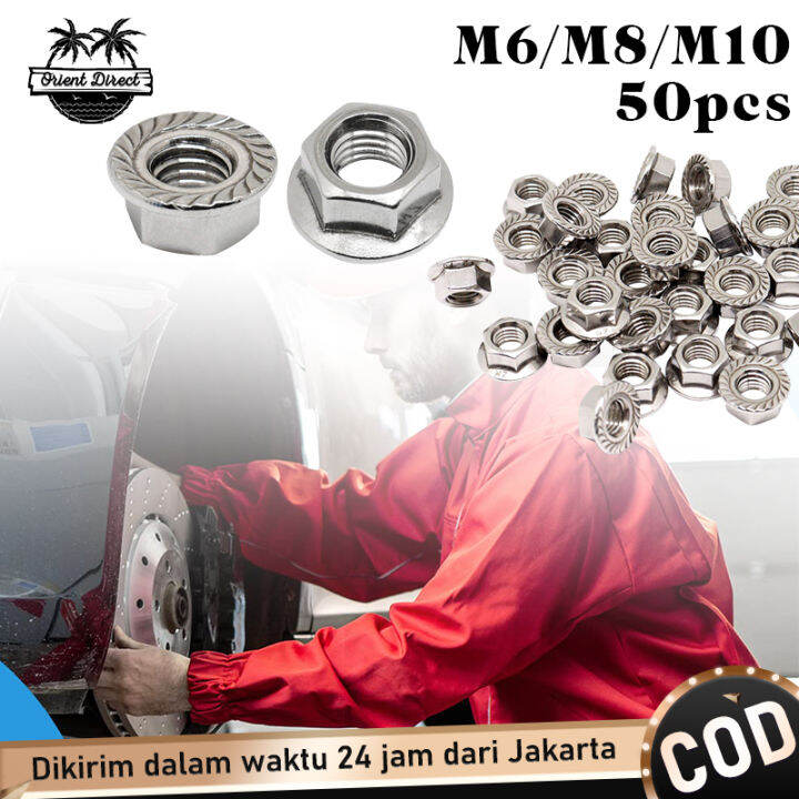 50pcs Mur Flange M6 M8 M10 Mur Topi Stainless 304 Flange Nut | Lazada ...