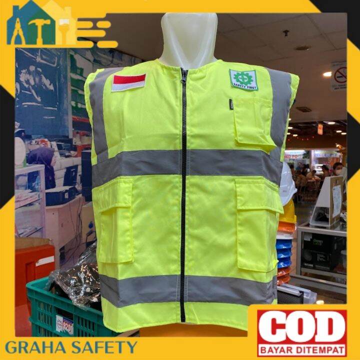 Rompi Safety American Drill Warna Hijau Stabilo Dengan Logo - Rompi ...