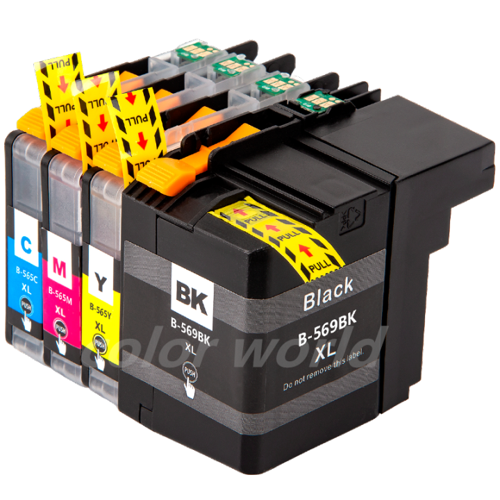4 แพ็ค LC569XL-BK LC565XL-C LC565XL-M LC565XL-Y ตลับหมึกพิมพ์ครบชุดสำหรับ เข้ากันได้ Brother MFC ...