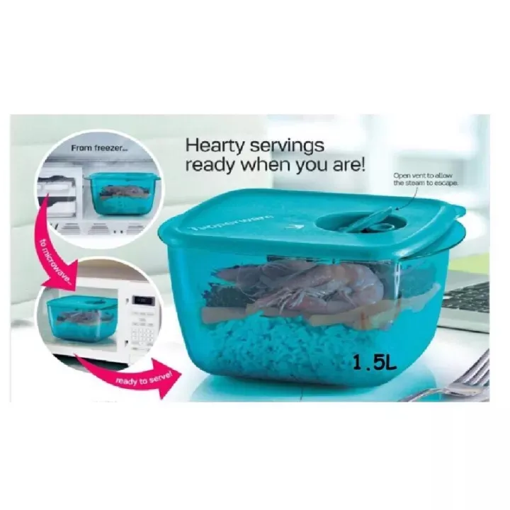Tupperware Rock N Serve 1.5L Blue ( READY STOCK ) Microwaveable Lunch ...