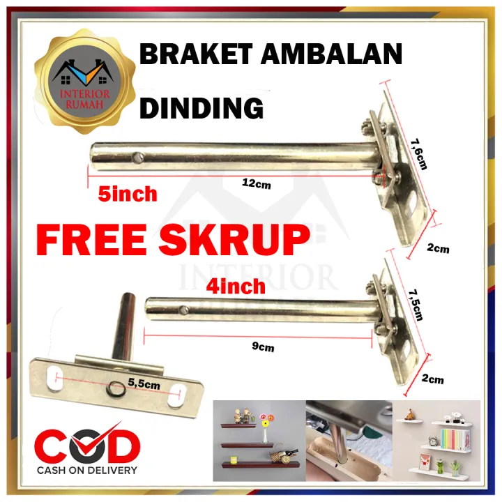 Pen Ambalan Melayang 4 inch & 5 inch Tembok - Braket Bracket Floating ...