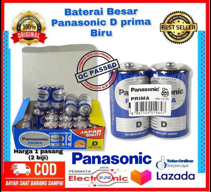 Baterai Panasonic D Prima Blue - R20 Battery - Baterai Besar - Isi 2 ...