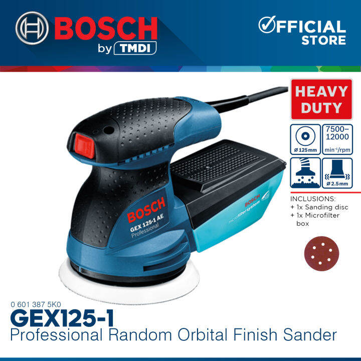 BOSCH Random Orbital Finish Sander 250W GEX 125-1 •100% ORIGINAL / AUTHENTIC BPT | Lazada PH