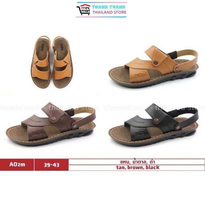 Dép Thái Lan nam quai Da dây chéo KITO A02M , Dép sandan quai da dành ...
