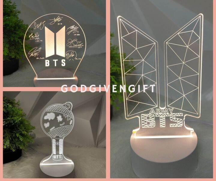 BTS Logo LED Lamp BT21 LAMP Gift . single light 3 lights 7 lights ...