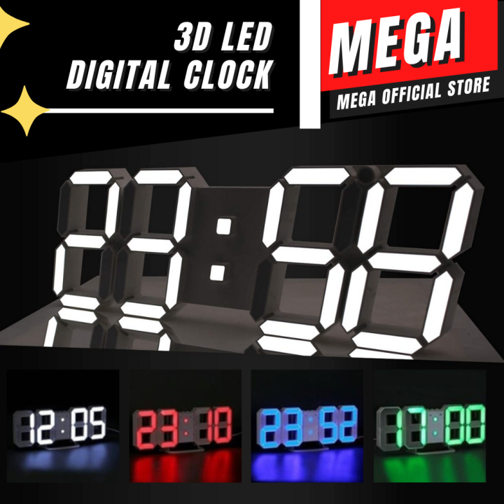 LED 3D Digital Clock Table Alarm Clock Digital Clock Wall Alarm Clock ...