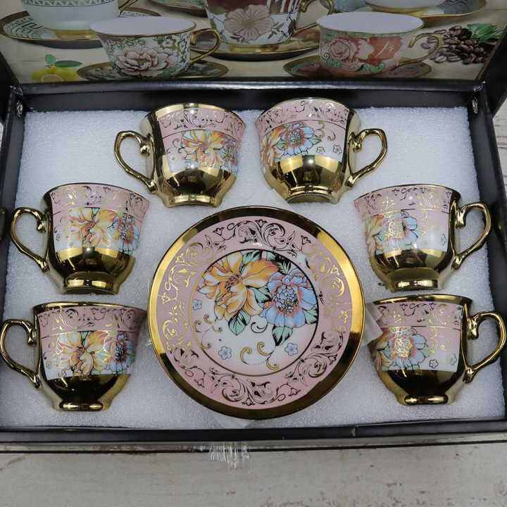 Cangkir Keramik Set 6 in 1Gaya Eropa Gelas Hias Keramik Satu Set 6 Pcs ...