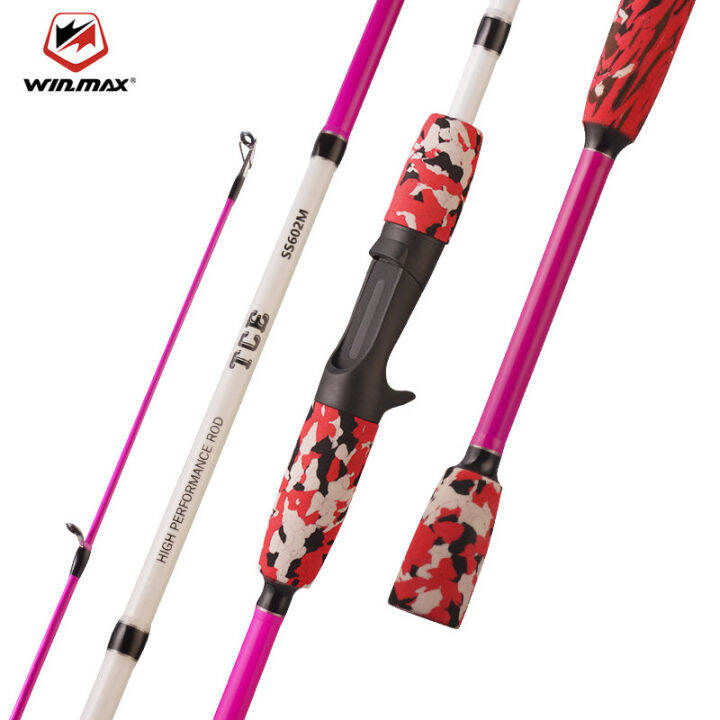 Winmax 1.8M Lure Fishing Rods FRP Carbon Fiber Spinning Casting Pole 2 ...