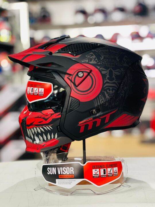 MT Helmets Dual Sports STREET FIGHTER G AZTEC with FREE Clear Visor ...
