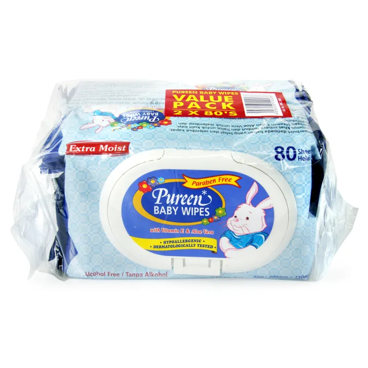 Pureen Baby Wipes Extra Moist - Blue 80's | Lazada