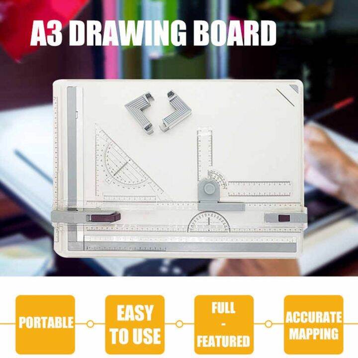 ۩ A3 Drafting Drawing Board Ruler Table Adjustable Angle Art Draw Tool ...