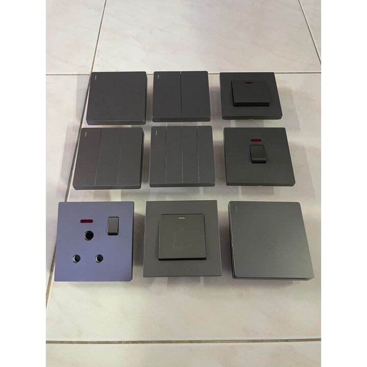 (ALL IN 1) Grey Color PLUG SOCKET 13A 3pin +usb / ROUND SOCKET 15A 3pin ...