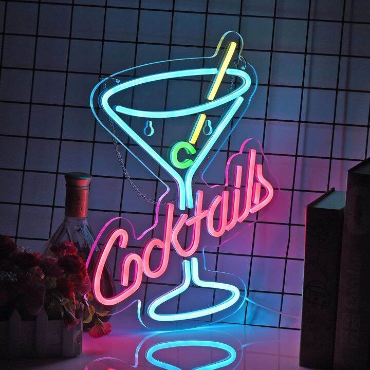 ☢ Cocktails Neon Signs Beer Bar Club Bedroom LED Neon Lights Sign for ...