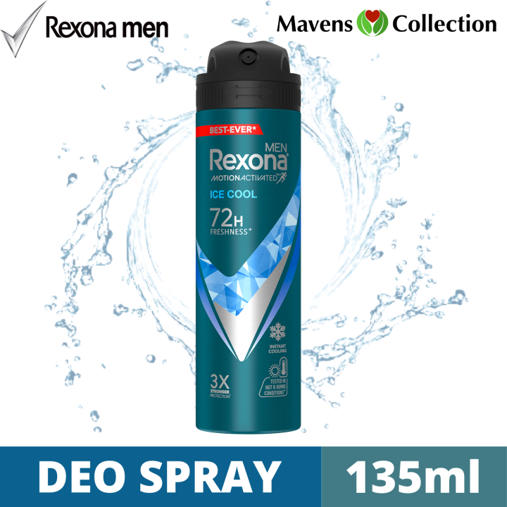 Rexona Men Motion Activated Ice Cool Spray Deodorant 135ml 72H Freshness by Mavens Collection ...