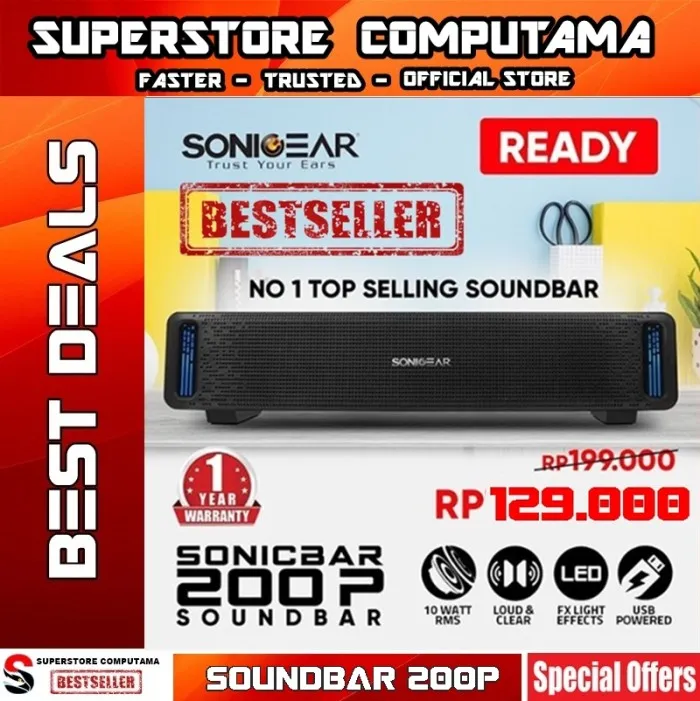 SonicGear 200P Powerful SoundBar Sonicbar with Brilliant Light Effect | Lazada Indonesia