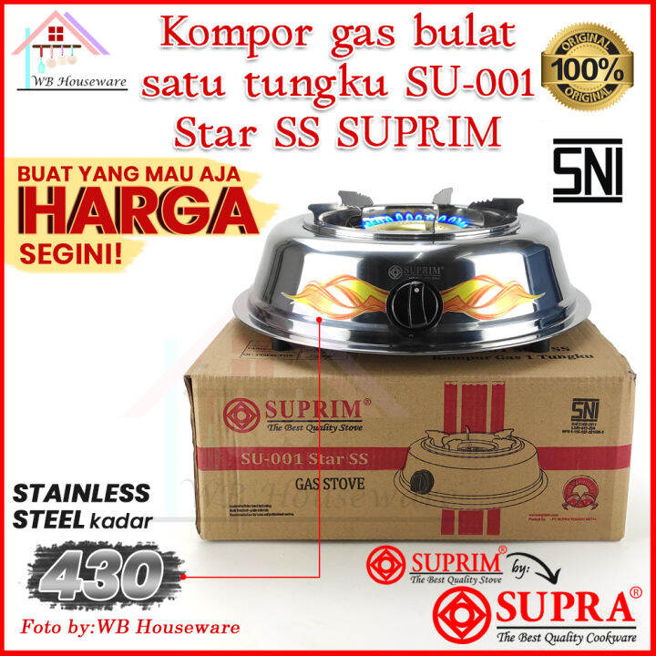SUPRA Kompor gas elpiji 1 tungku bulat stainless steel SUPRIM / gas ...