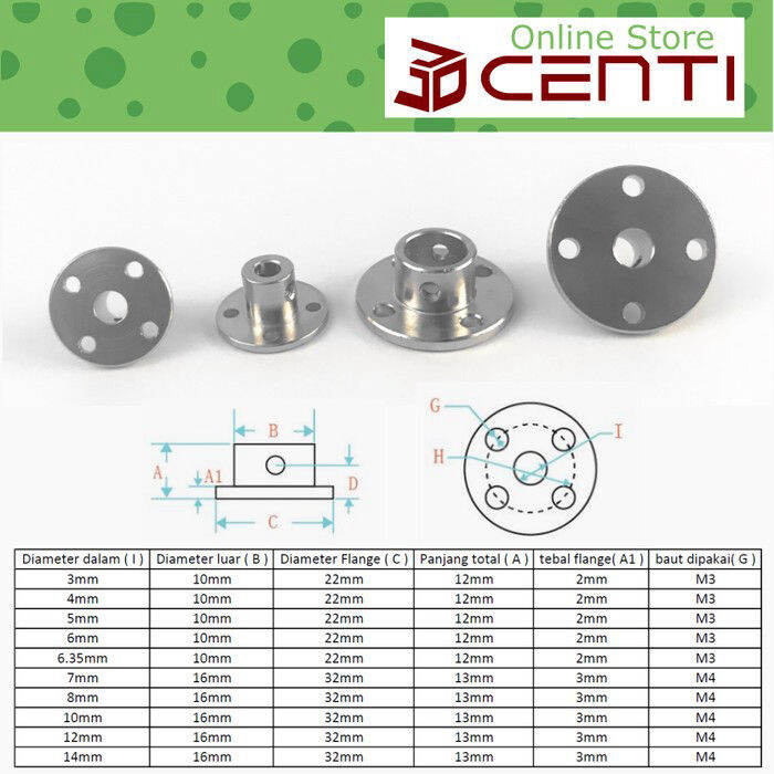 Coupling Flange Kopling Sambungan Shaft as kopel 6.35mm 8mm 10mm 12mm ...