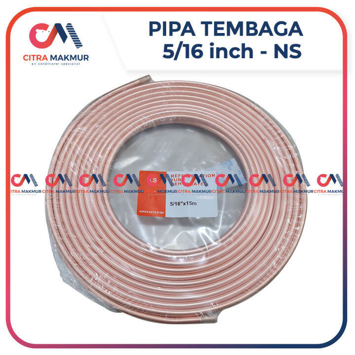 Pipa Tembaga Kulkas 5/16 inci per meter meteran 7,5 mm Las Freezer ...
