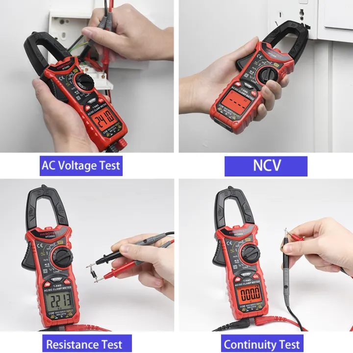HT206D Amperometric Clamp Meter Pliers Ammeter Professional Digital ...