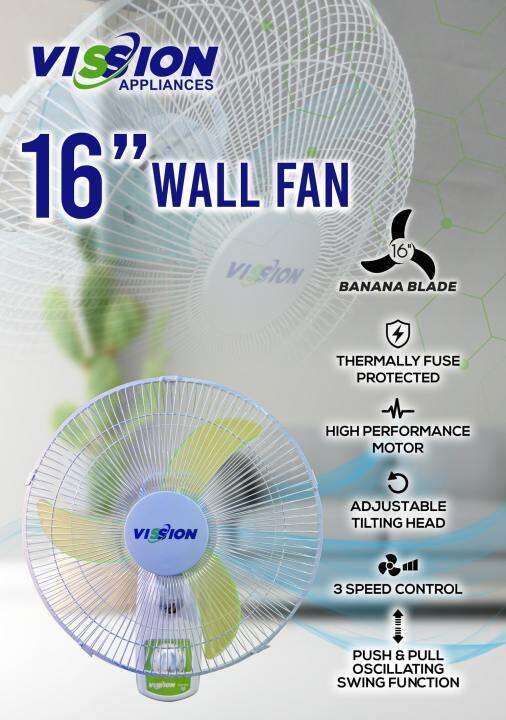 Vission Wall fan | Strong Wind | 16" Banana Blade | Fast Cooling ...