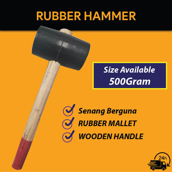 Wood Handle Rubber Mallet Hammer 500Gram / Hammer Getah 木柄胶槌锤 | Lazada