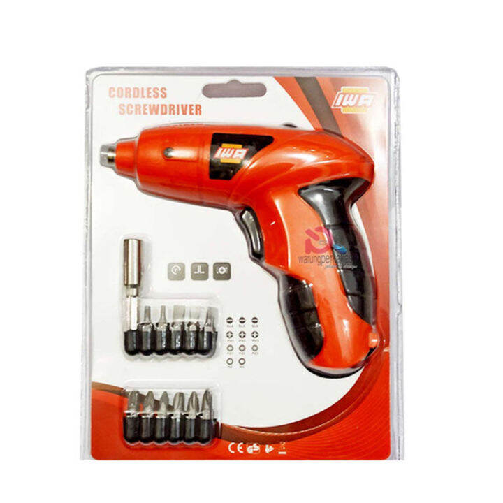 Obeng Bor Listrik Cordless Electric Screwdriver Set 4 8v And 45 Mata Baut