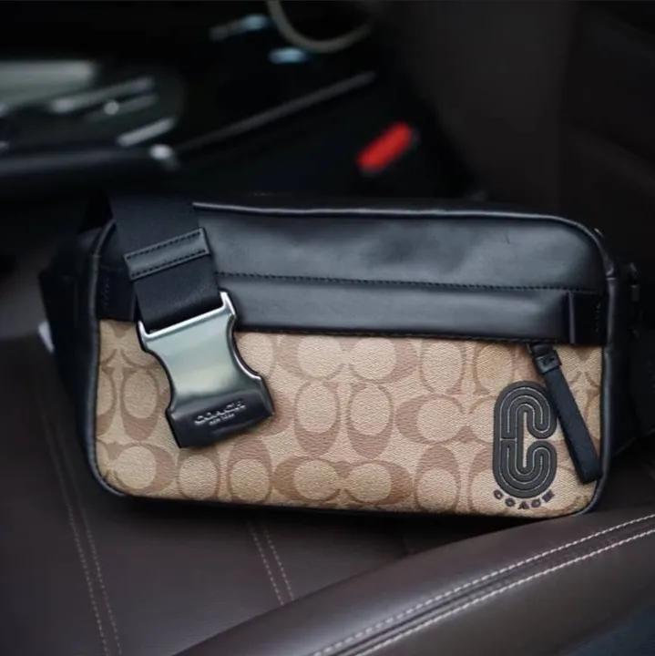 Original Coach 89918 Edge Belt Bag In Signature Canvas Men's Leather ...