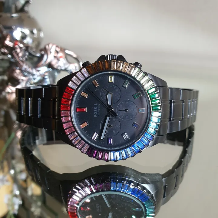 Fossil Limited Edition Black Garrett Chronograph Black Dial Stainless ...