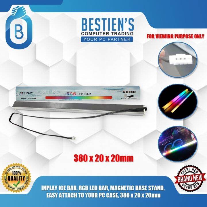 INPLAY ICE BAR RGB LED BAR MAGNETIC BASE STAND EASY ATTACH TO YOUR PC ...