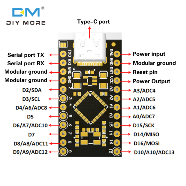 [100% Original] diymore ATmega32U4 Chip Development Board Module 9-channel 10-bit ADC, 5V Pro ...
