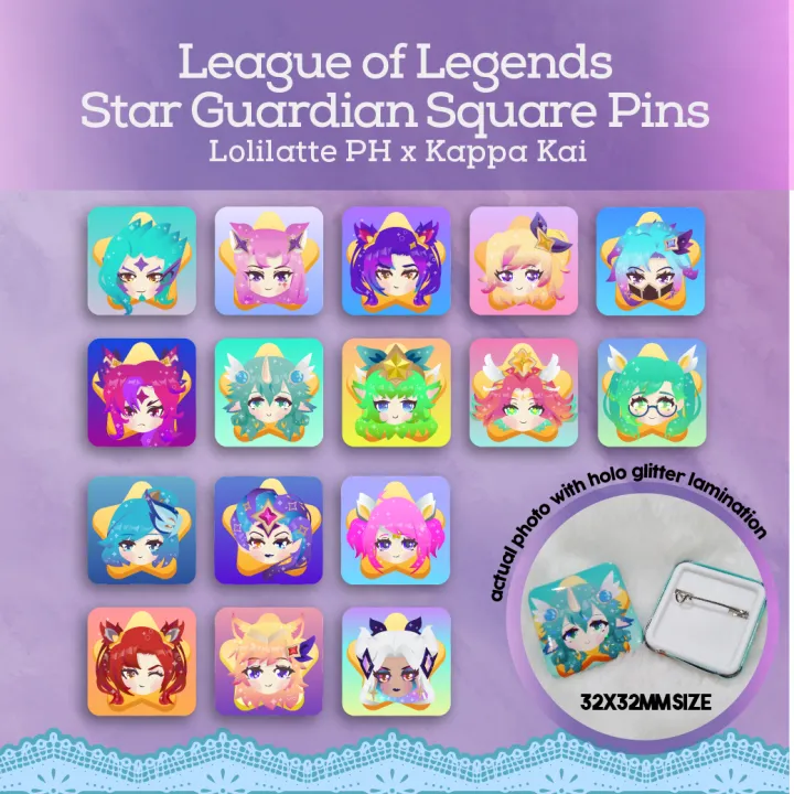 KAPPAKAI x League of Legends Star Guardian Button Holo laminated pin ...