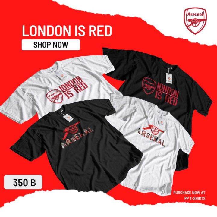 เสื้อยืดผ้าฝ้าย เสื้อยืด ARSENAL London is Red | Lazada.co.th