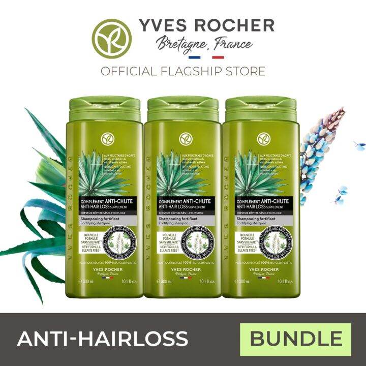 The new 2022 YVES ROCHER Anti Hair Loss Shampoo 300ml Bundle of 3 | Lazada PH
