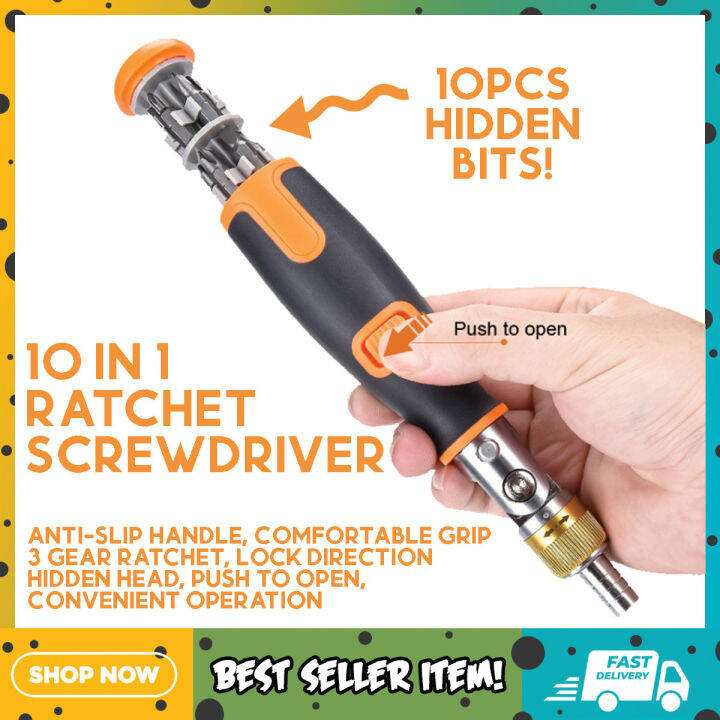 Portable 10 In 1 Hidden Bits Multi-angle Ratchet Corner Screwdriver Set ...