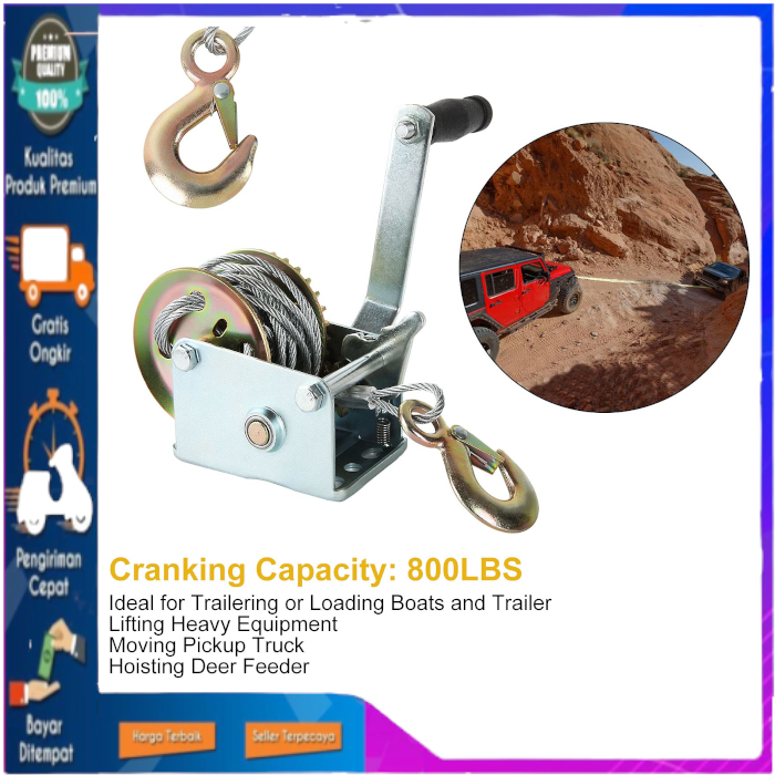Hand Winch Manual 800 LBS Katrol Manual Kerekan Manual | Lazada Indonesia